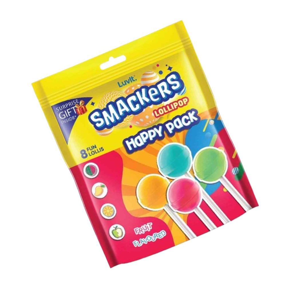 LUVIT SMACKERS LOLLIPOP FRUIT FLAVOURED 60G - Foodish Snacks